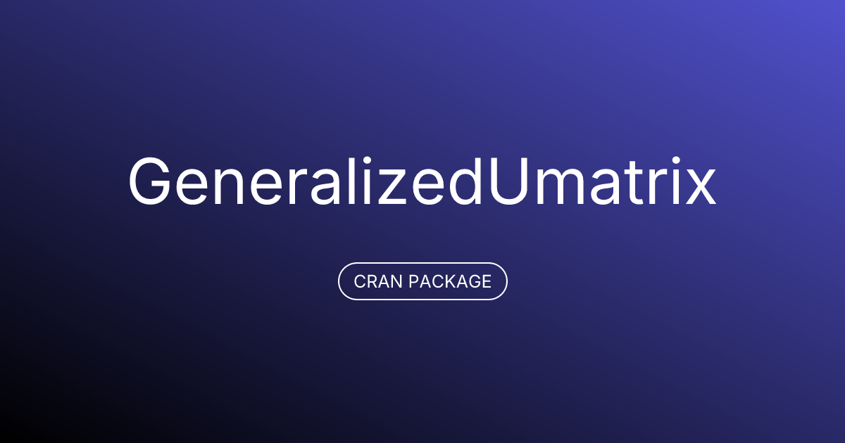 GeneralizedUmatrix: Credible Visualization for Two-Dimensional Projections of Data | CRAN/E