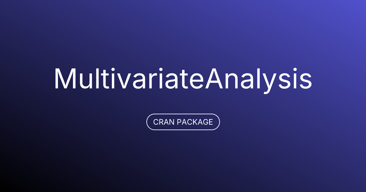 MultivariateAnalysis: Pacote Para Analise Multivariada | CRAN/E