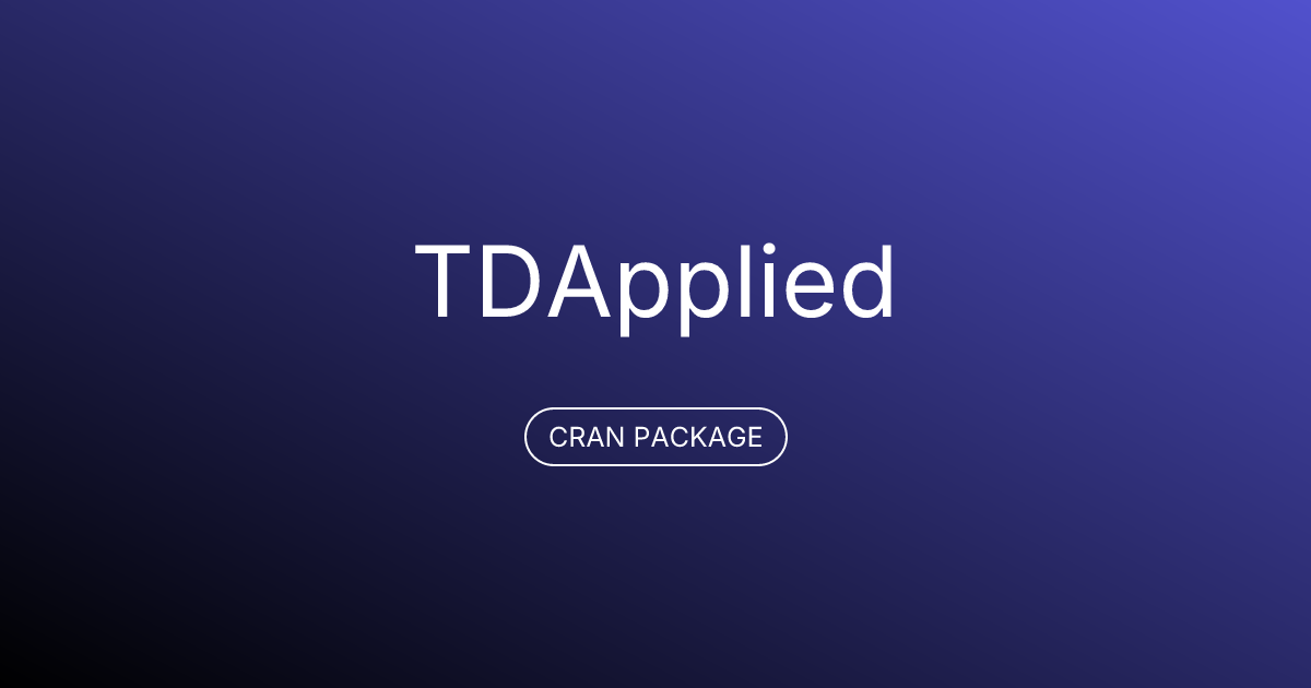 TDApplied: Machine Learning and Inference for Topological Data Analysis | CRAN/E
