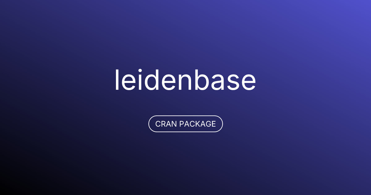 leidenbase: R and C/C++ Wrappers to Run the Leiden find_partition() Function | CRAN/E